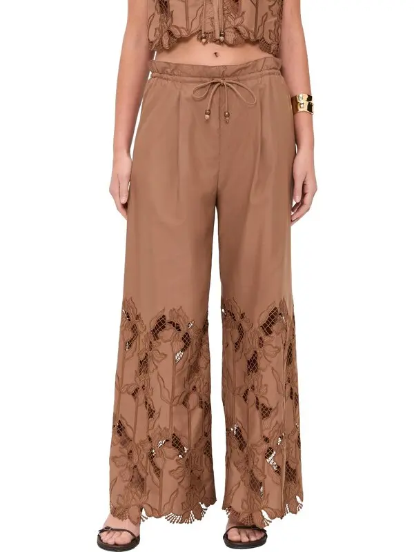 SABINA MUSAYEV Miguel Crocheted Lace Pants - Mocha