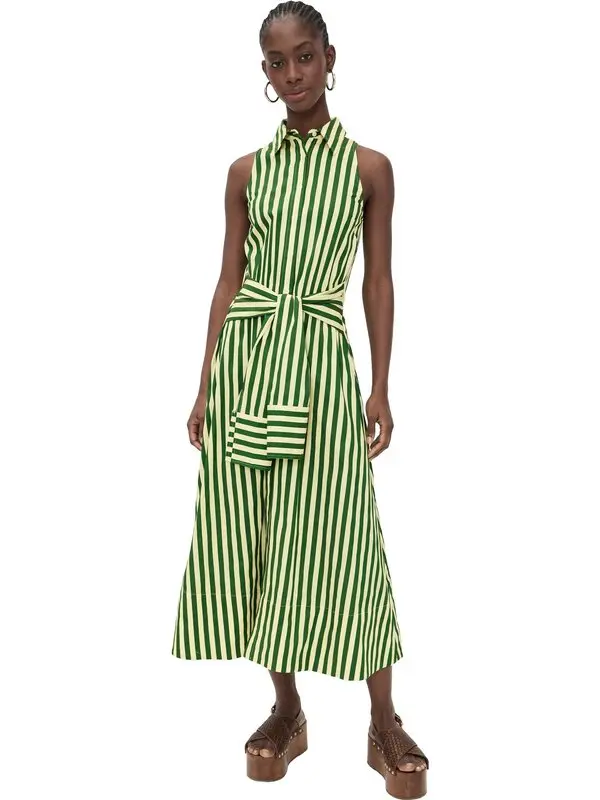SIMONMILLER Inna Sleeveless Poplin Dress - Gummy Green/ecru