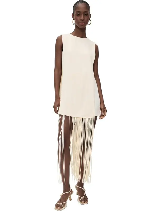 Alexis Mackenzie Sleeveless Fringe Mini Dress - Off White