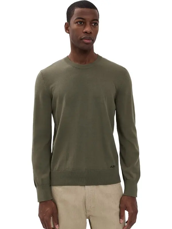A.p.c. Crew Neck Pullover - Pkb Kaki Chine