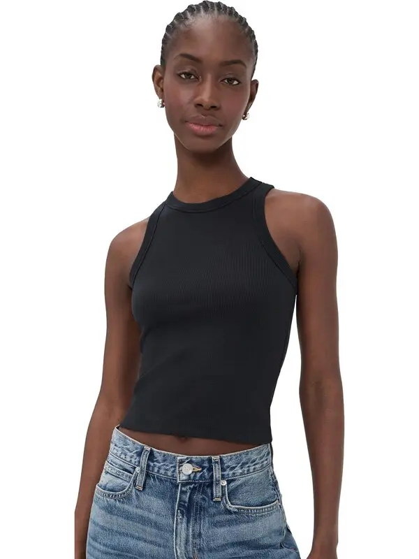 Marine Layer Lexi Rib Sun In Crop Tank - Black