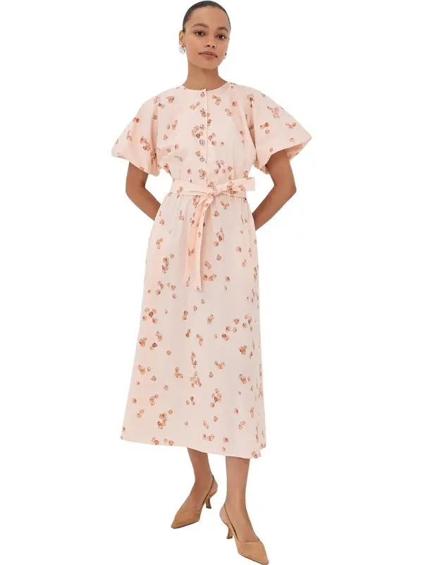 Altuzarra Stretch Weave Midi Dress - Pale Blush Petals