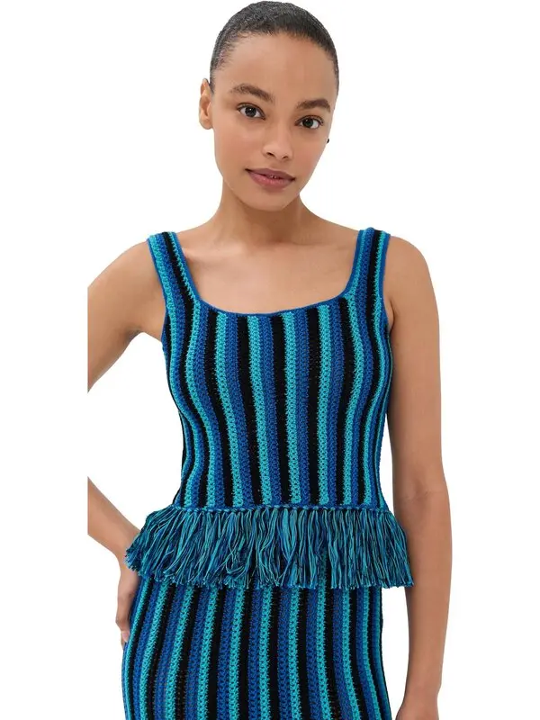 Escvdo Striped Crochet Top - Blue