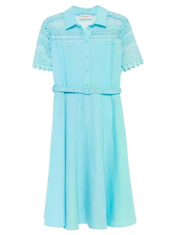 ERMANNO FIRENZE Lace Belted Dress - Blue