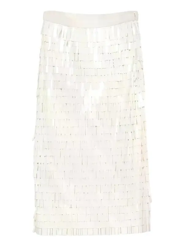 CIRCUS HOTEL Fringe Skirt - White