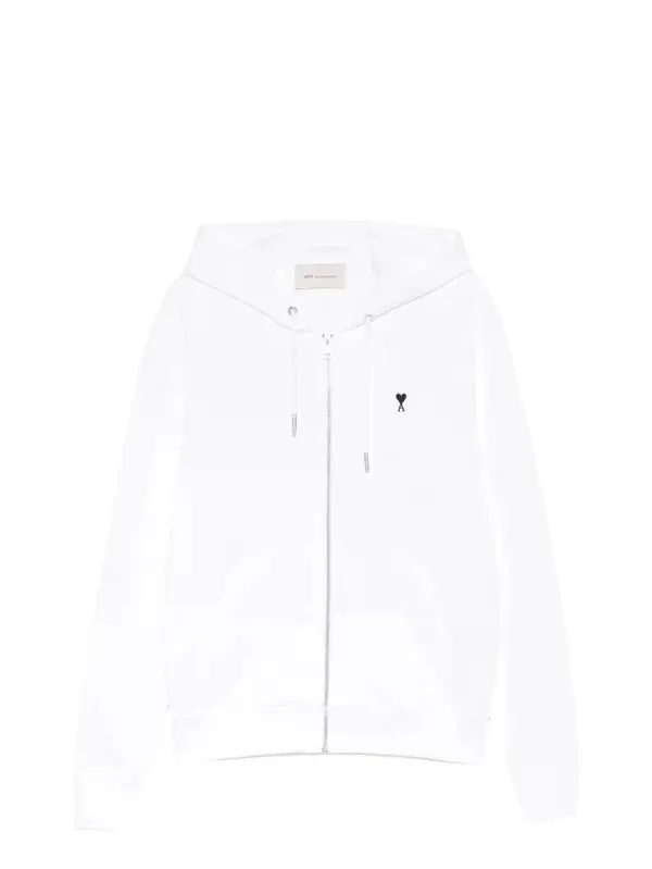 Ami Embroidered-logo Zip-up Hoodie - White