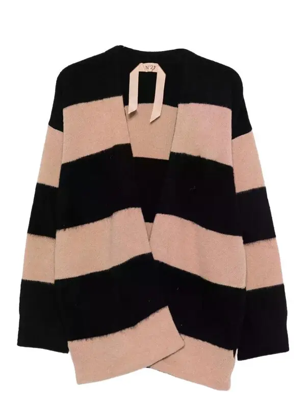 N°21 Striped Open Front Cardigan - Neutrals
