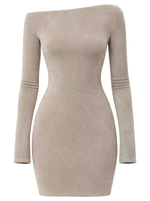 REFORMATION Vivien Long-sleeve Knit Mini Dress - Neutrals
