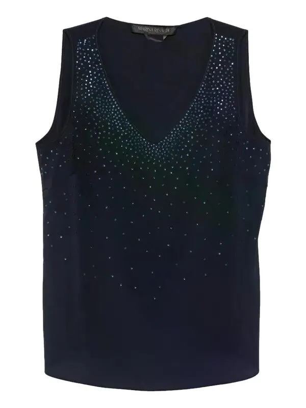 Marina Rinaldi Embellished V-neck Top - Blue
