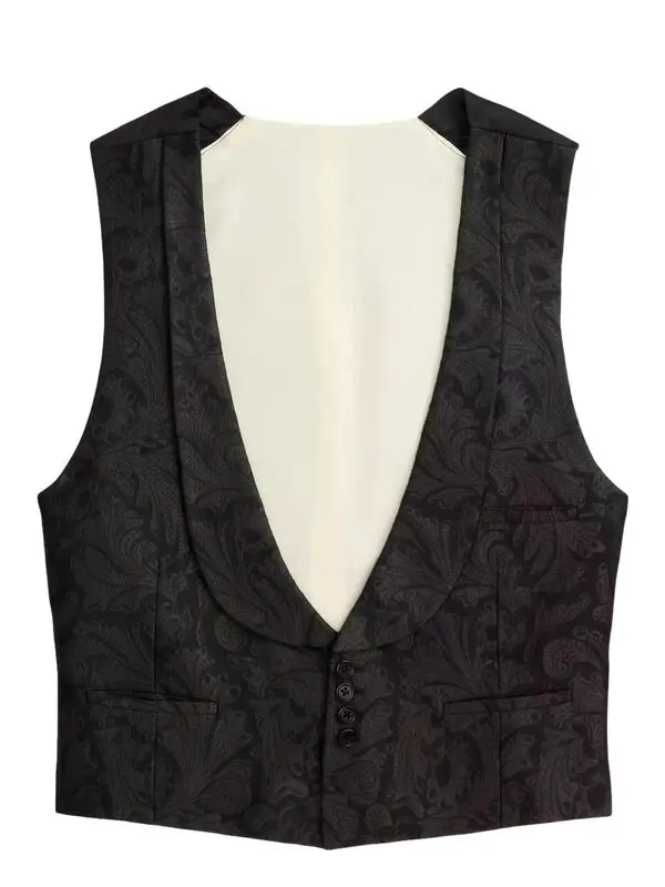Ralph Lauren Purple Label Paisley-jacquard Waistcoat - Black