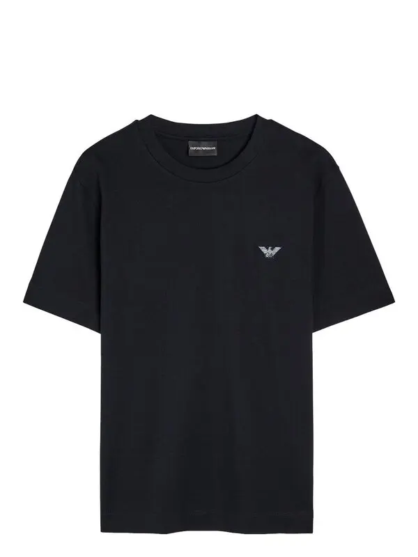 Emporio Armani Logo-embroidered Cotton T-shirt - Navy