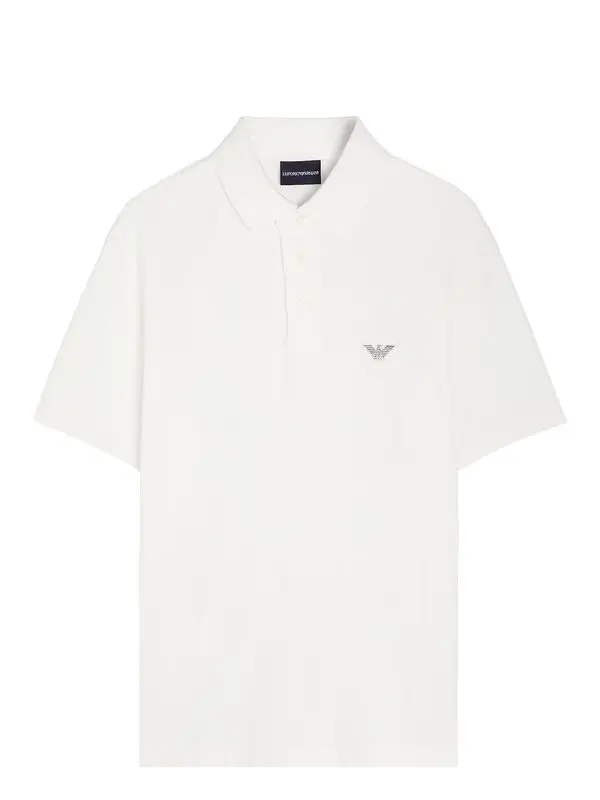Emporio Armani Logo-embroidered Piqué Cotton Polo Shirt - White