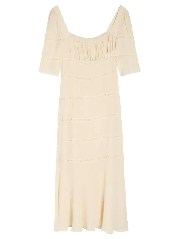 REFORMATION Laverna Lace-trim Chiffon Midi Dress - Cream
