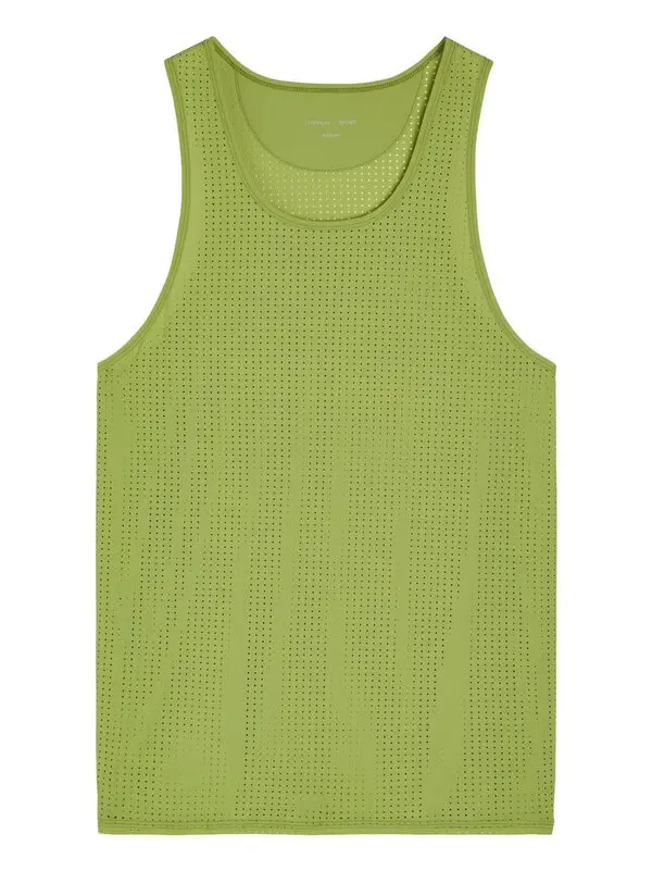 LITERARY SPORT Jude Perforated Stretch-polyamide Run Tank - Green