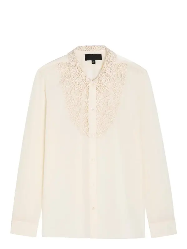 NILI LOTAN Zola Lace And Silk Shirt - Ivory