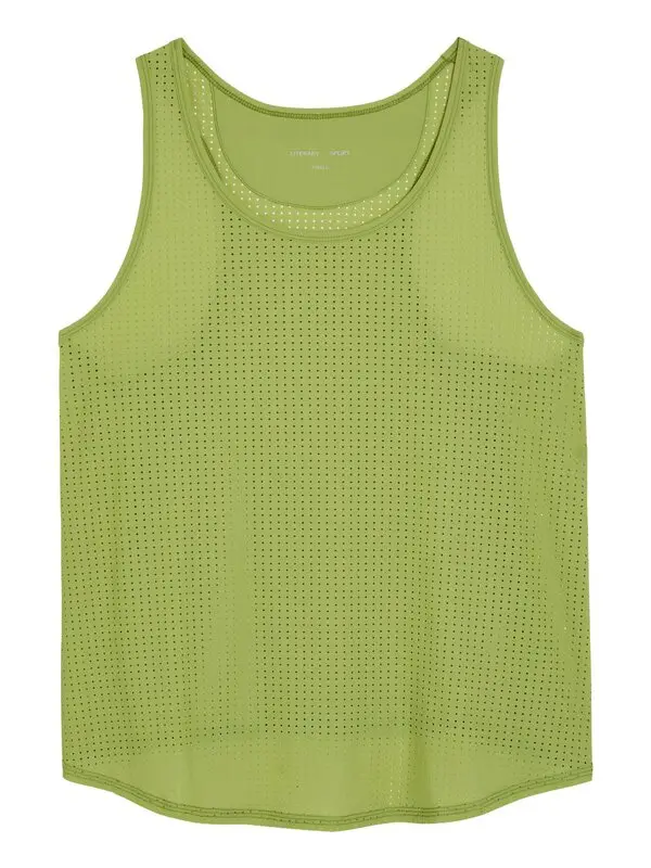 LITERARY SPORT Leni Perforated Stretch-jersey Tank Top - Green