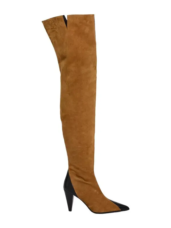 Khaite Harvey 85 Suede And Leather Over-the-knee Boots - Black And Caramel