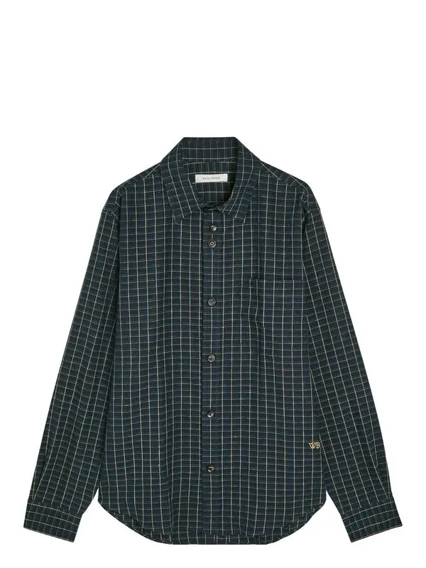 WALES BONNER London Logo Checked Stretch-linen Shirt - Multicoloured 1