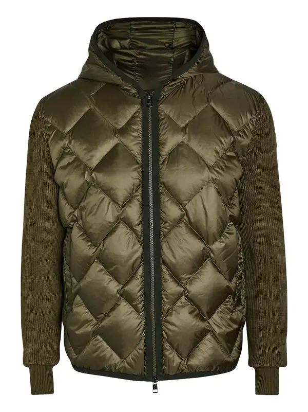 Moncler Hooded Quilted Cotton-blend Cardigan - Khaki