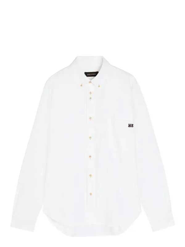 WALES BONNER Isaac Logo-embroidered Piqué Cotton Oxford Shirt - White