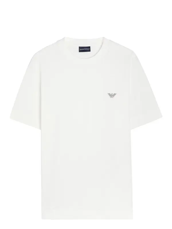 Emporio Armani Logo-embroidered Cotton T-shirt - White