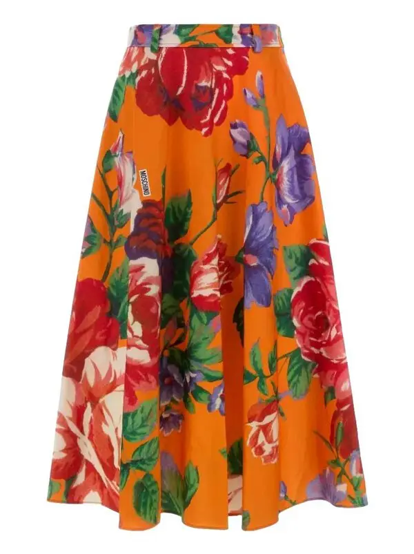 Moschino Printed Midi Skirt - Orange