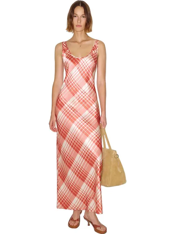 REFORMATION Pamela Silk Slip Maxi Dress - Pink