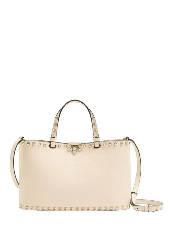 Valentino Garavani Rockstud Small Shopping Bag - Light Ivory