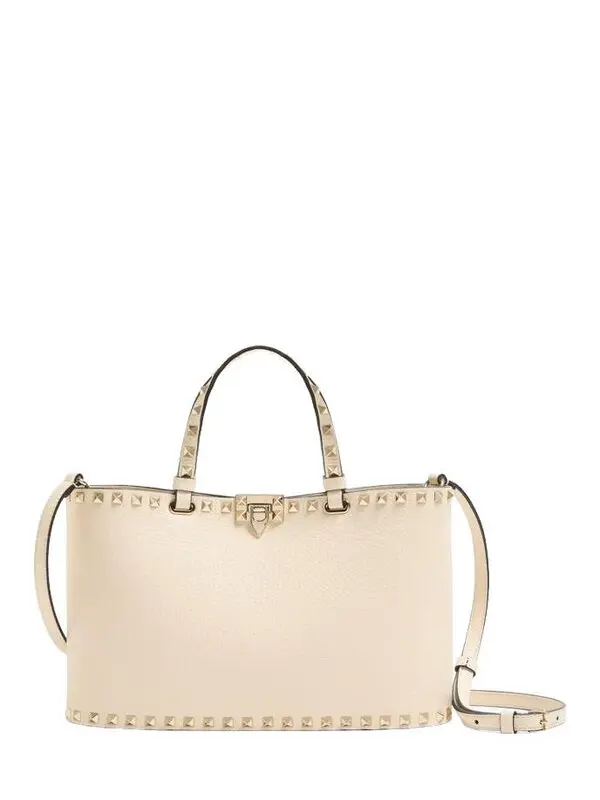 Valentino Garavani Rockstud Small Shopping Bag - Light Ivory