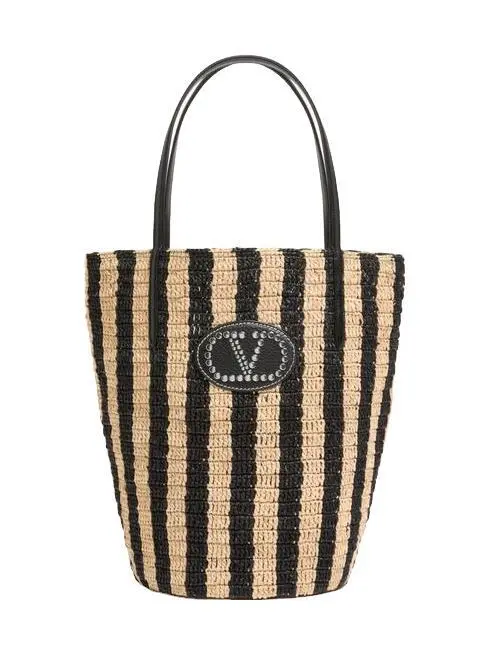 Valentino Garavani Raffia Vlogo Signature Shopping Bag - Natural