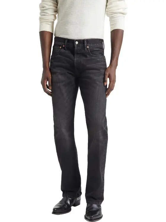 Double Rl Slim Fit Selvedge Bootcut Jeans - Distressed Black
