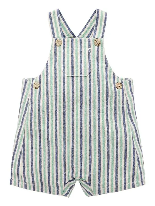 PUREBABY Striped Overalls - Iguana Stripe