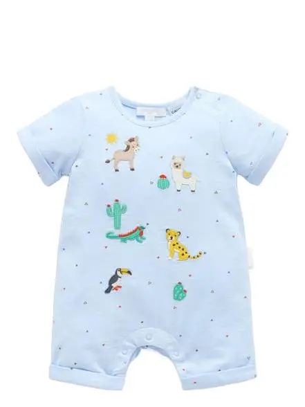 PUREBABY Animal Fiesta Short Romper - Mini Triangle Print