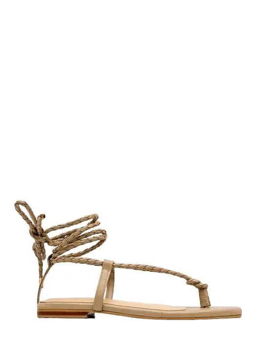 ALTA Hera Metallic Leather Braided Sandals - Almond