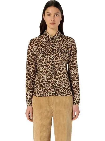 Gerard Darel Leopard Print Long Sleeve Shirt - Camel
