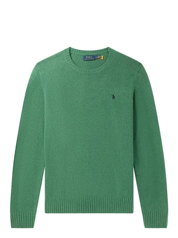 Polo Ralph Lauren Logo-embroidered Wool And Cashmere-blend Sweater - Green