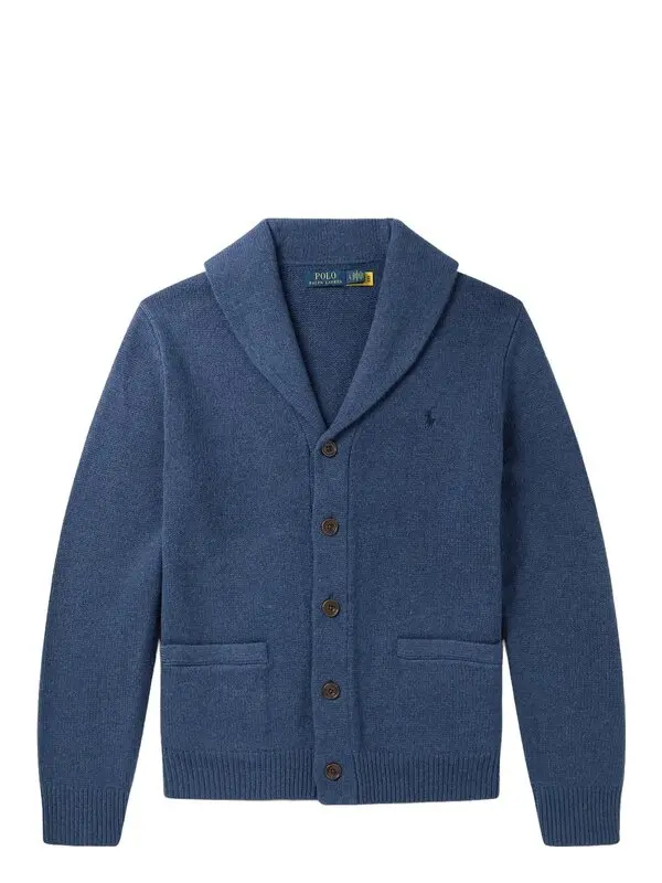 Polo Ralph Lauren Shawl-collar Wool And Cashmere-blend Cardigan - Blue
