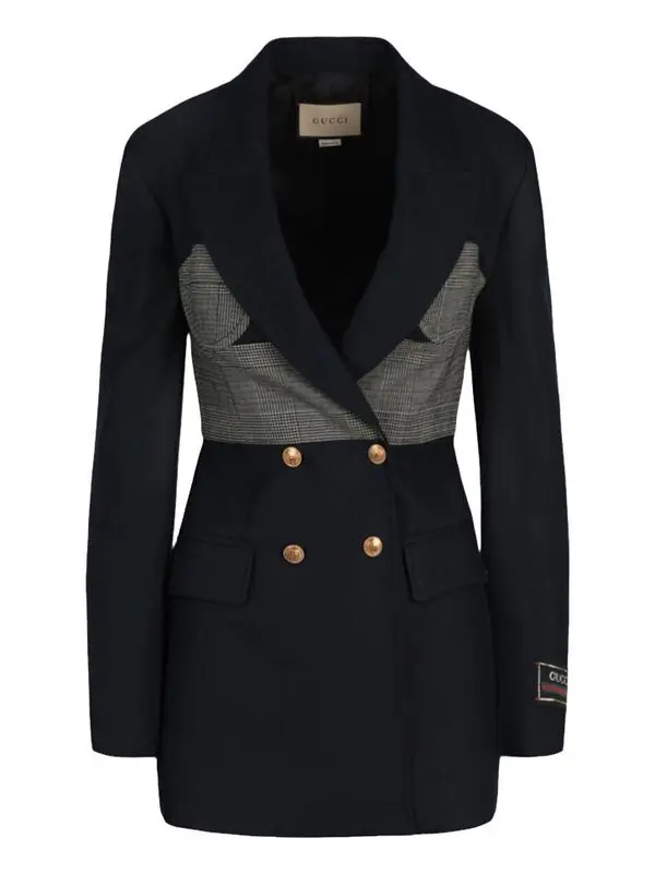 Gucci Double-breasted Corset Blazer - Navy Blue