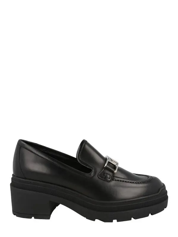 FERRAGAMO Ridley 40 Leather Loafers - Black