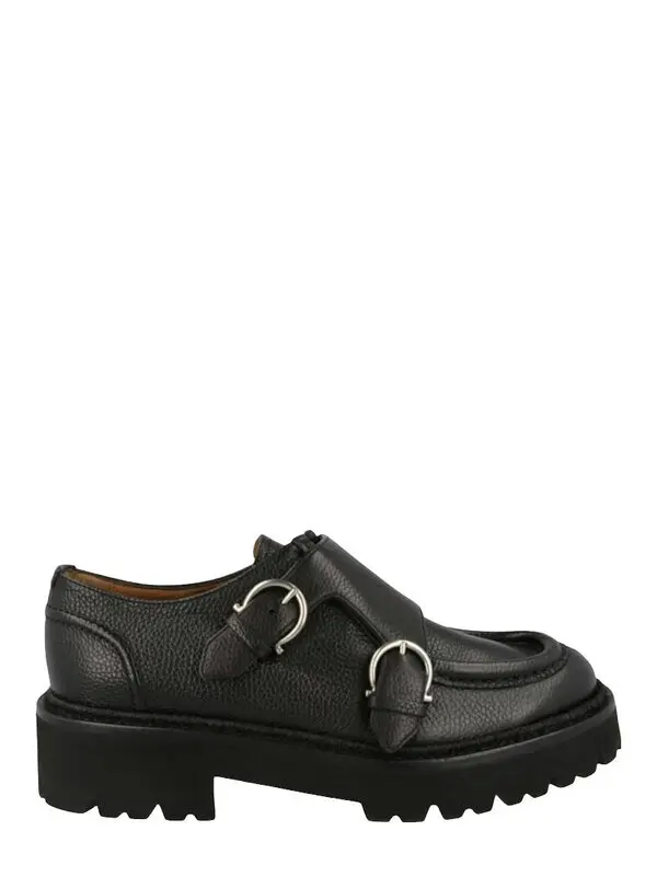 FERRAGAMO Gionny Leather Loafers - Black