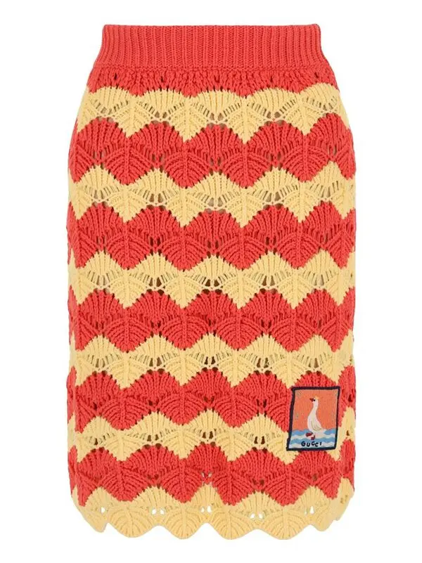 Gucci Chevron Knit Skirt - Orange