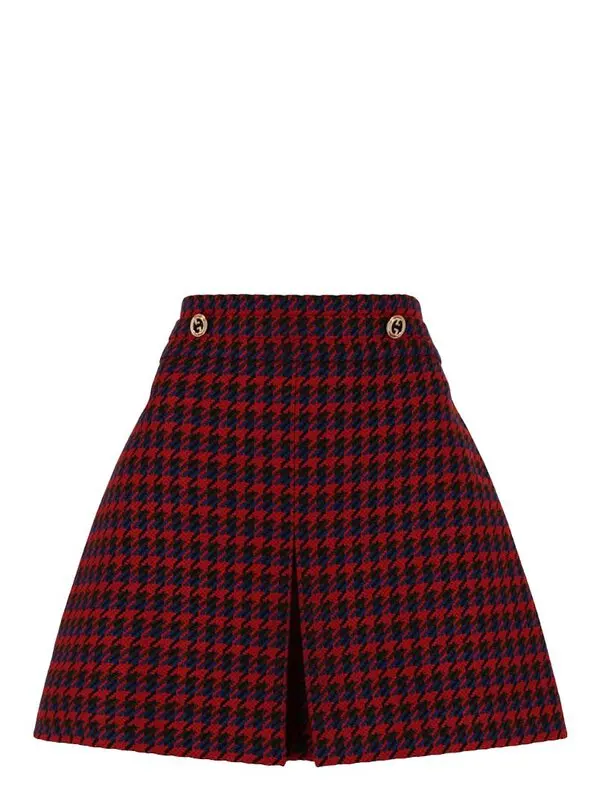 Gucci Houndstooth Pleated Mini Skirt - Blue