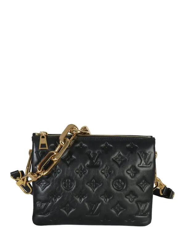 LOUIS VUITTON Monogram Embossed Lambskin Coussin Bb - Black