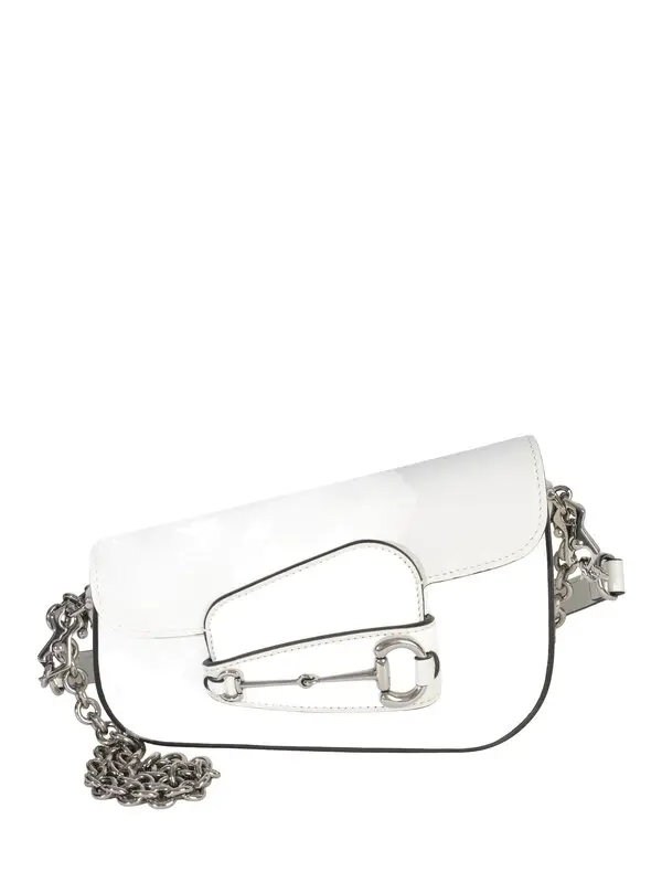Gucci Calfskin Asymmetric Horsebit 1955 Shoulder Bag - White