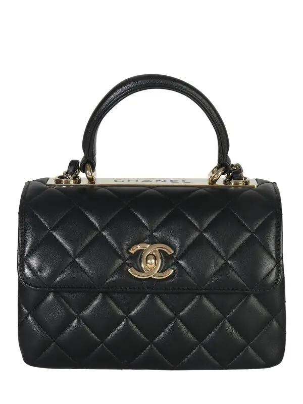 Chanel Quilted Lambskin Trendy Cc Top Handle - Black