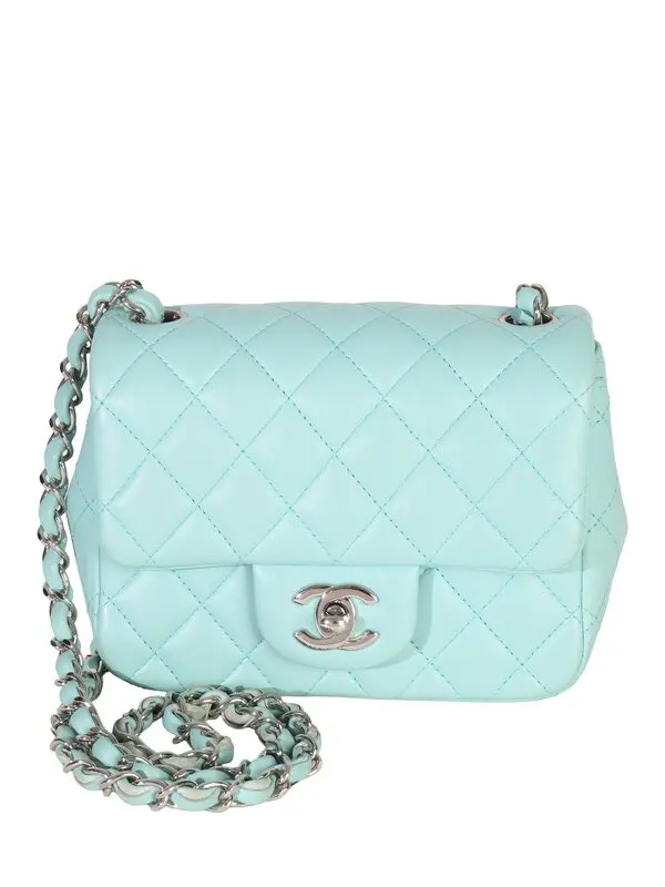 Chanel Quilted Lambskin Square Single Flap Bag - Blue