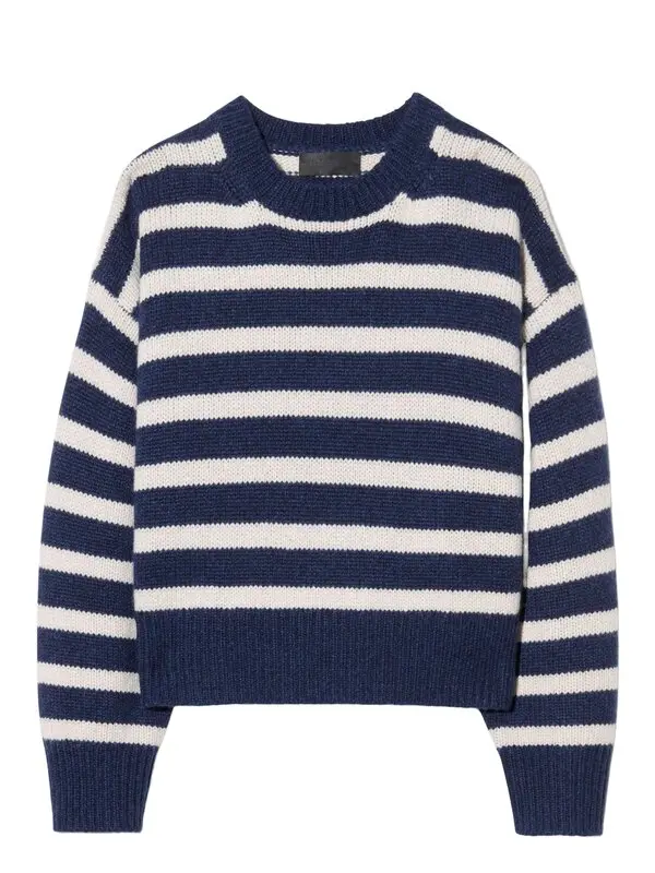 NILI LOTAN Anisa Stripe Cashmere Sweater - Marine/ivory Stripe