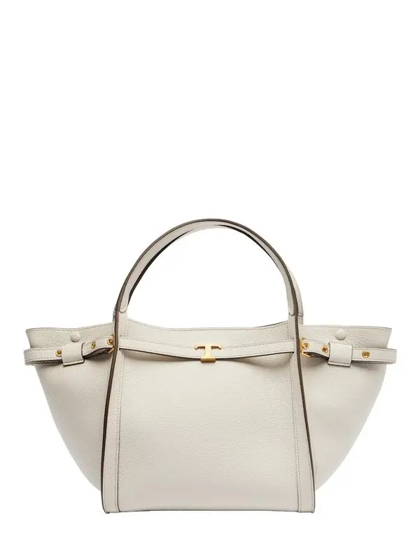 TOD'S Tim Small Leather Tote - White