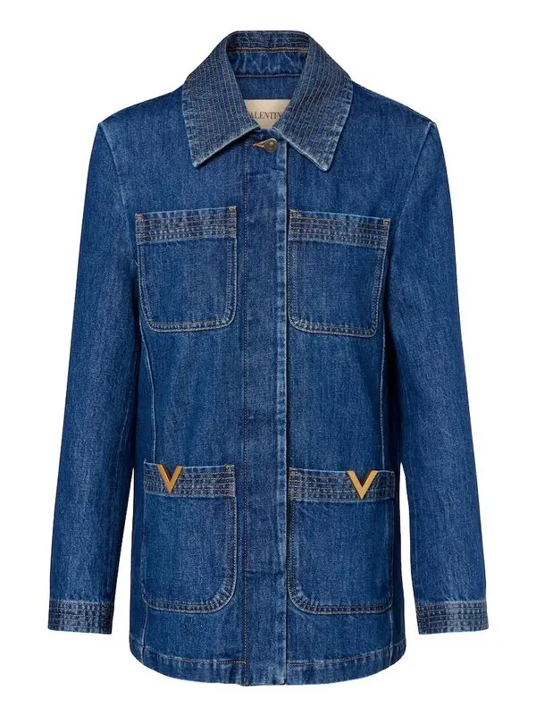Valentino Garavani Vgold Denim Field Jacket - Blue
