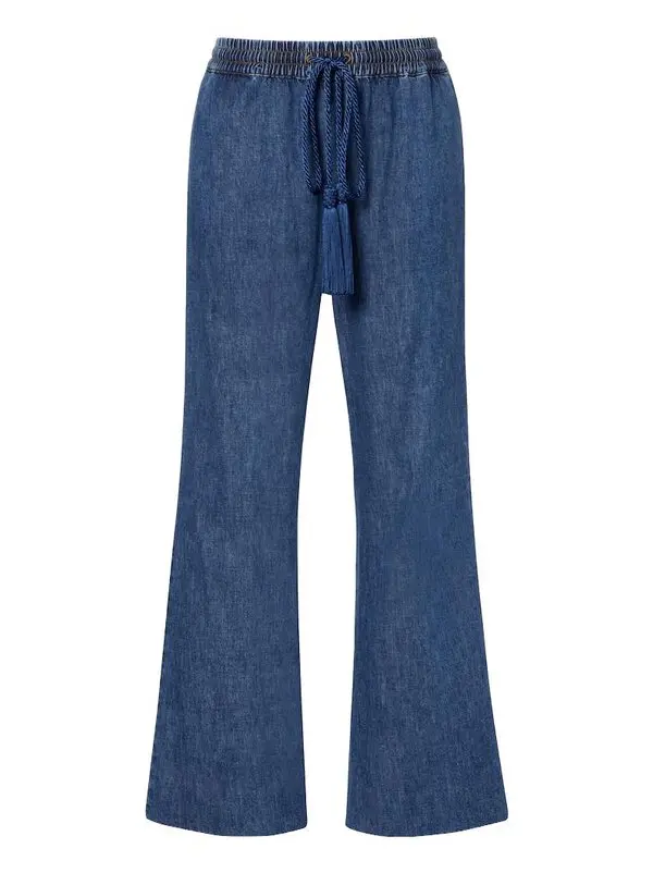 Valentino Garavani Cotton Chambray Wide-leg Pants - Blue